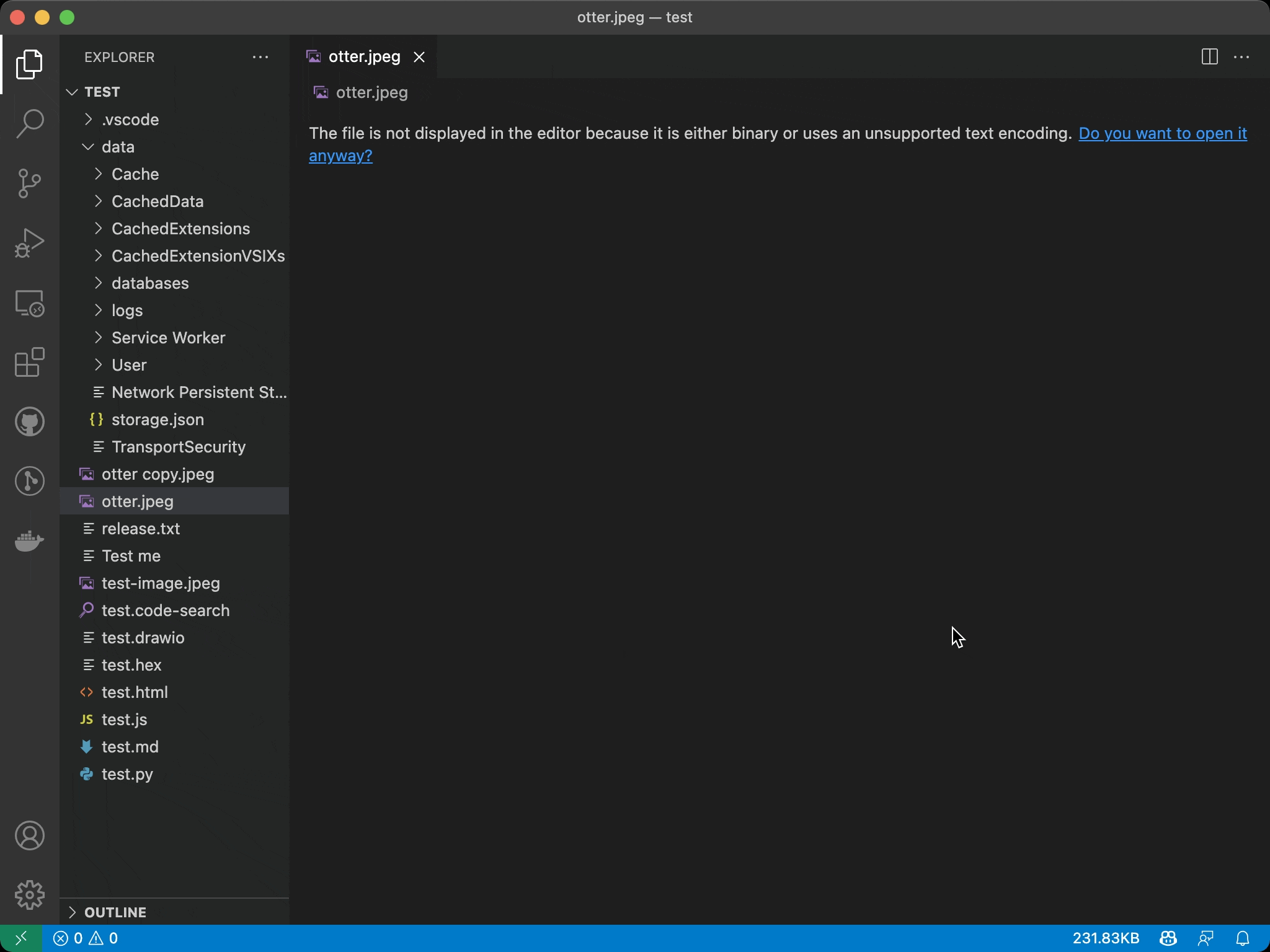 Binary file not displayed message should suggest the hex editor · Issue #139600 · microsoft ...