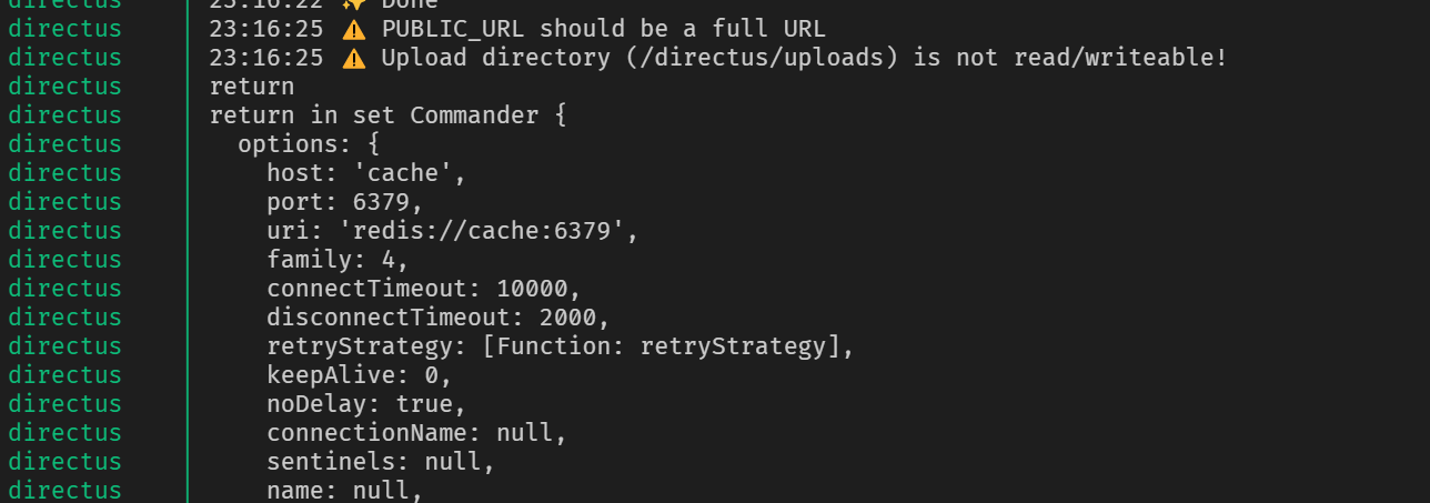 Strange messages when using suggested docker compose setup · directus directus · Discussion ...