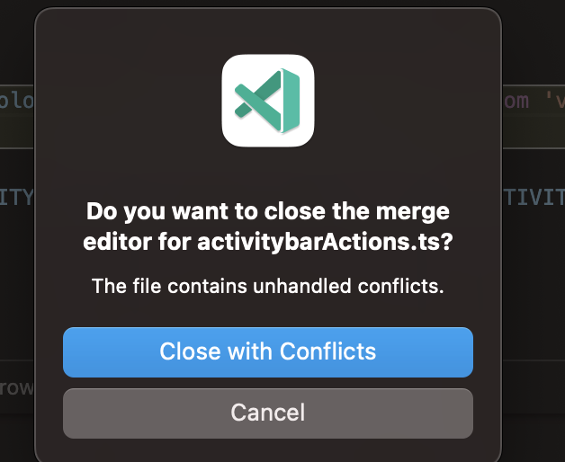 Confused by 3-way merge, close with conflict cancel action. · Issue #165512 · microsoft/vscode ...
