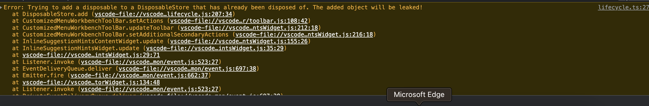 Trying to add disposable to a disposable store that has already been disposed of · Issue #173193 ...
