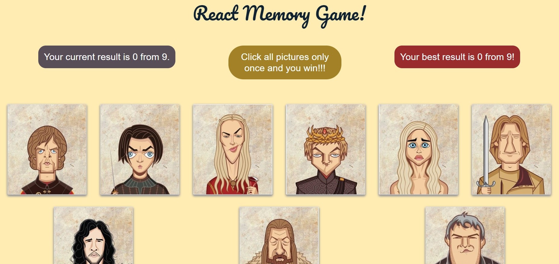 GitHub - SachaSkinner/React-Memory-Game: React based memory game with characters from Game of ...