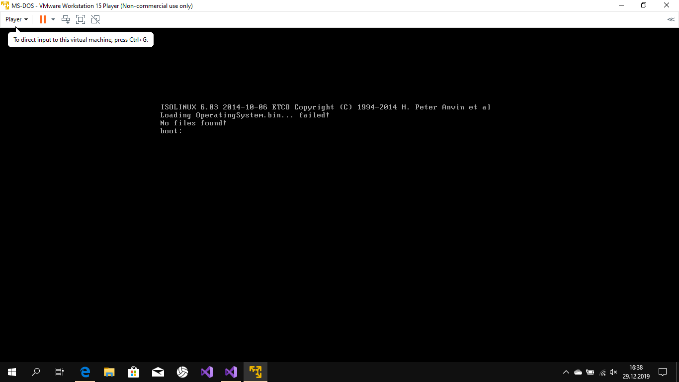 Broken .iso File with Visual Studio 2019 · Issue #1261 · CosmosOS/Cosmos · GitHub