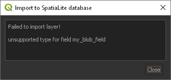 Import layer to Spatialite/PostGis does not support binary data · Issue #36705 · qgis/QGIS · GitHub