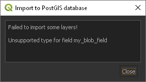 Import layer to Spatialite/PostGis does not support binary data · Issue #36705 · qgis/QGIS · GitHub