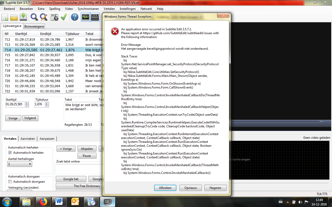 Installed SE on laptop and many Errors · Issue #3238 · SubtitleEdit/subtitleedit · GitHub
