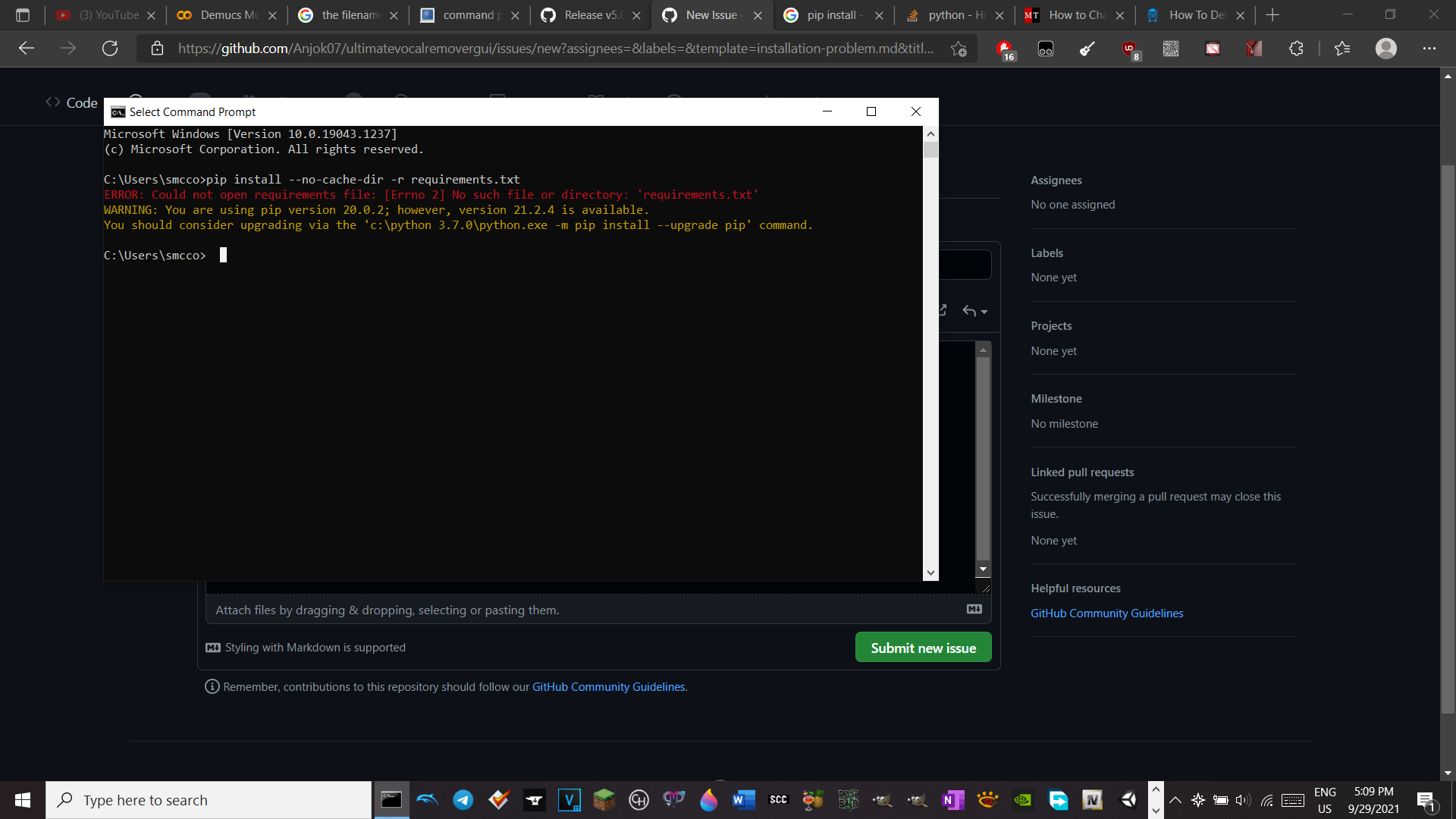 [INSTALLATION PROBLEM] · Issue #112 · Anjok07/ultimatevocalremovergui · GitHub