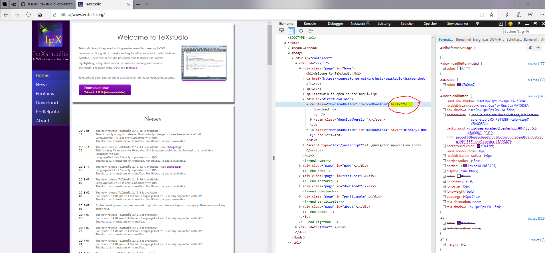 texstudio.org - "Download"-button not working · Issue #797 · texstudio-org/texstudio · GitHub