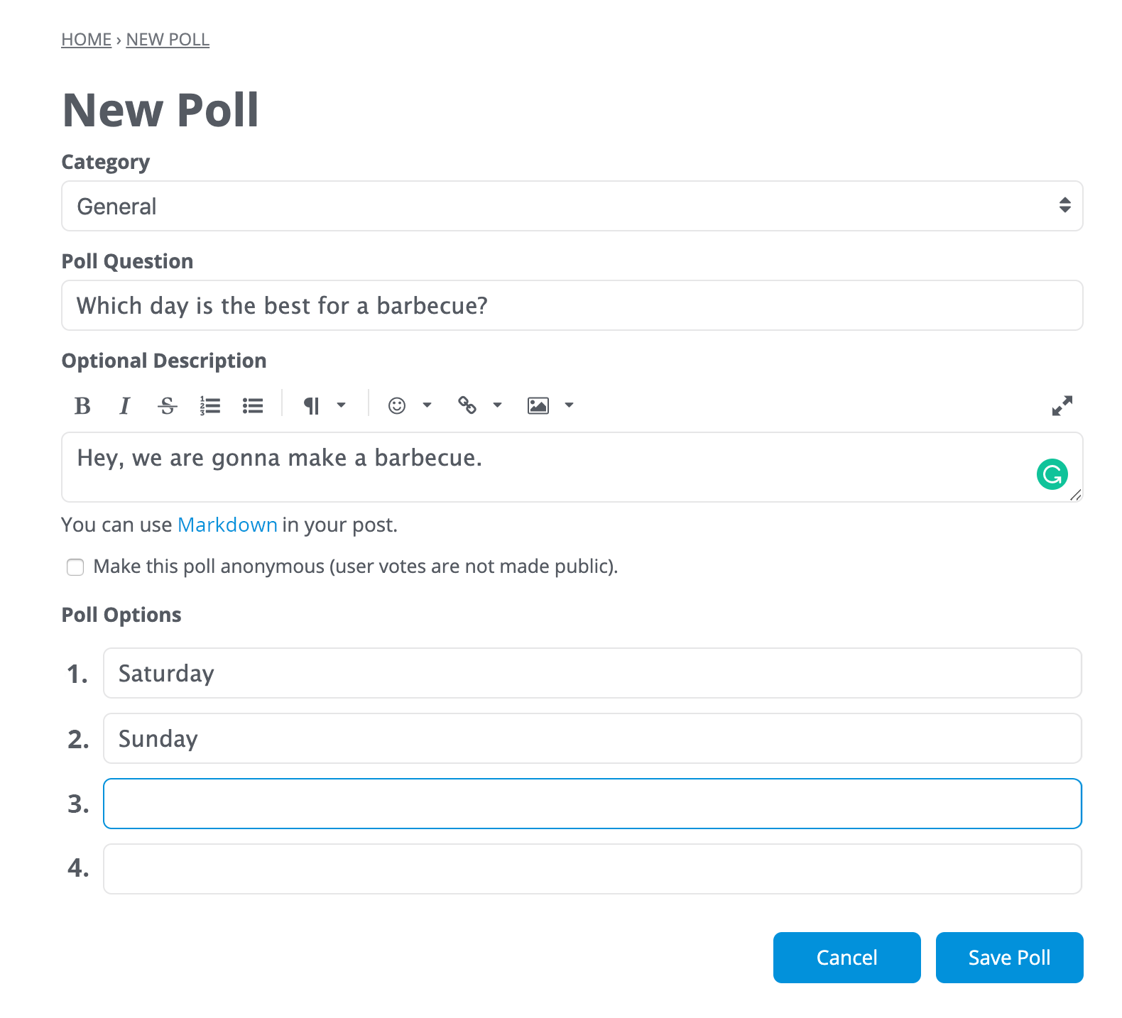 Foundation: New Poll Page issues · Issue #10225 · vanilla/vanilla · GitHub