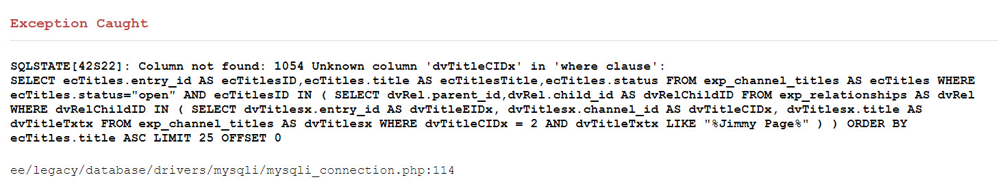 SQLSTATE[42S22]: Column not found: 1054 Unknown column · Issue #2389 · ExpressionEngine ...