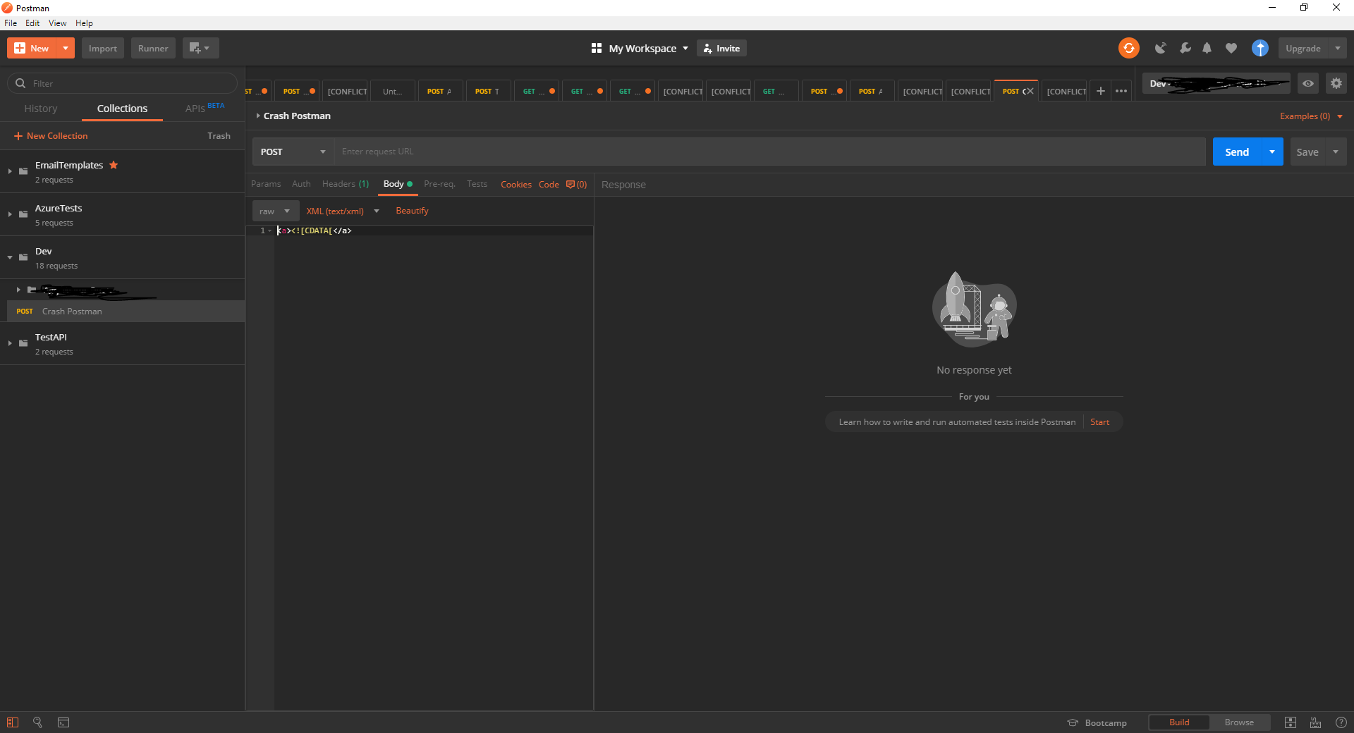 Unclosed Xml Cdata Tag Crashes Ui Black Screen · Issue 6982 · Postmanlabs Postman App Support