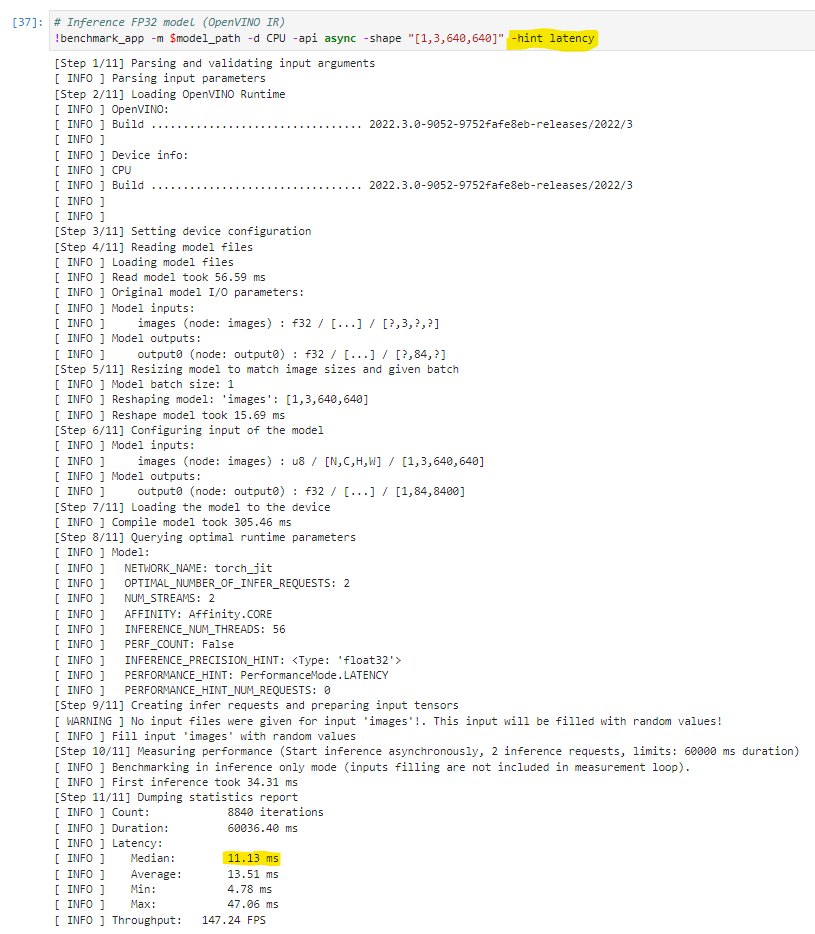 Add OpenVINO benchmarking code · Issue #777 · ultralytics/ultralytics · GitHub