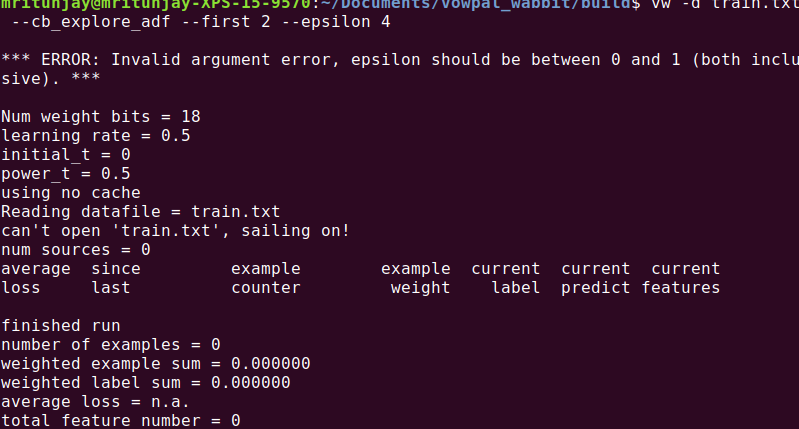 cb_explore and cb_explore_adf are taking invalide epsilon arguments · Issue #2322 · VowpalWabbit ...