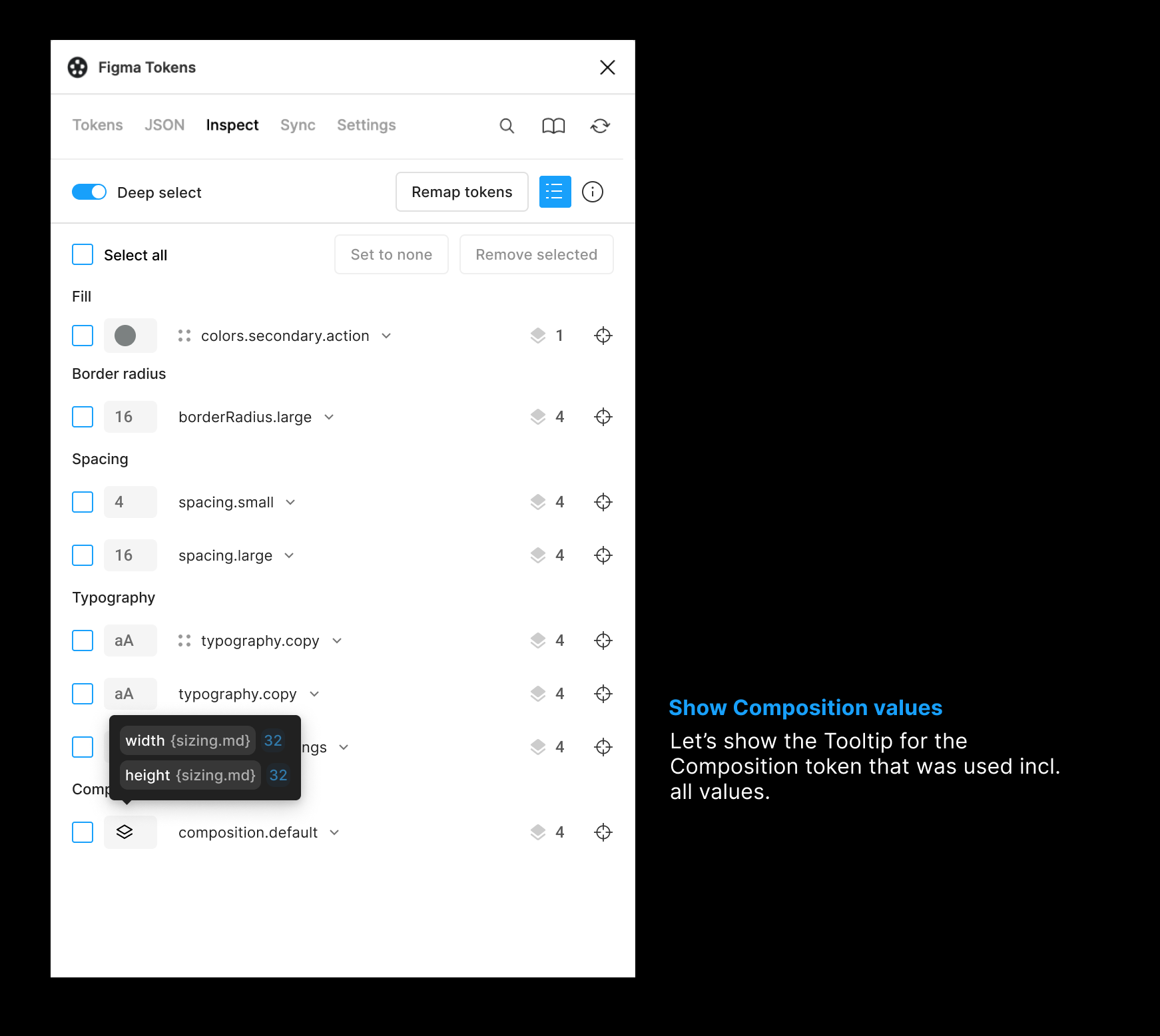 Tokens on inspect do not always show the used values · Issue #1093 · tokens-studio/figma-plugin ...