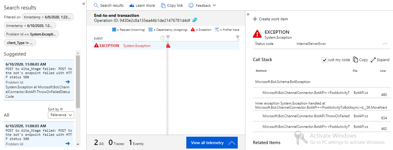 Id:System.Exception at Microsoft.Bot.ChannelConnector.BotAPI.ThrowOnFailedStatusCode · Issue ...
