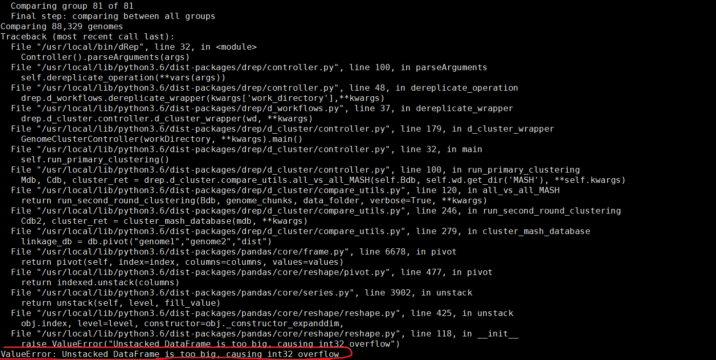 Error running dRep on large set of genomes · Issue #196 · MrOlm/drep · GitHub