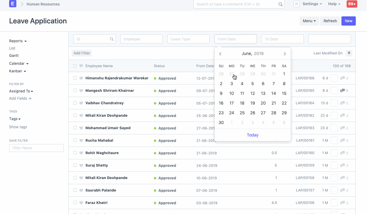 From Date - To date not working in leave application · Issue #18377 ...