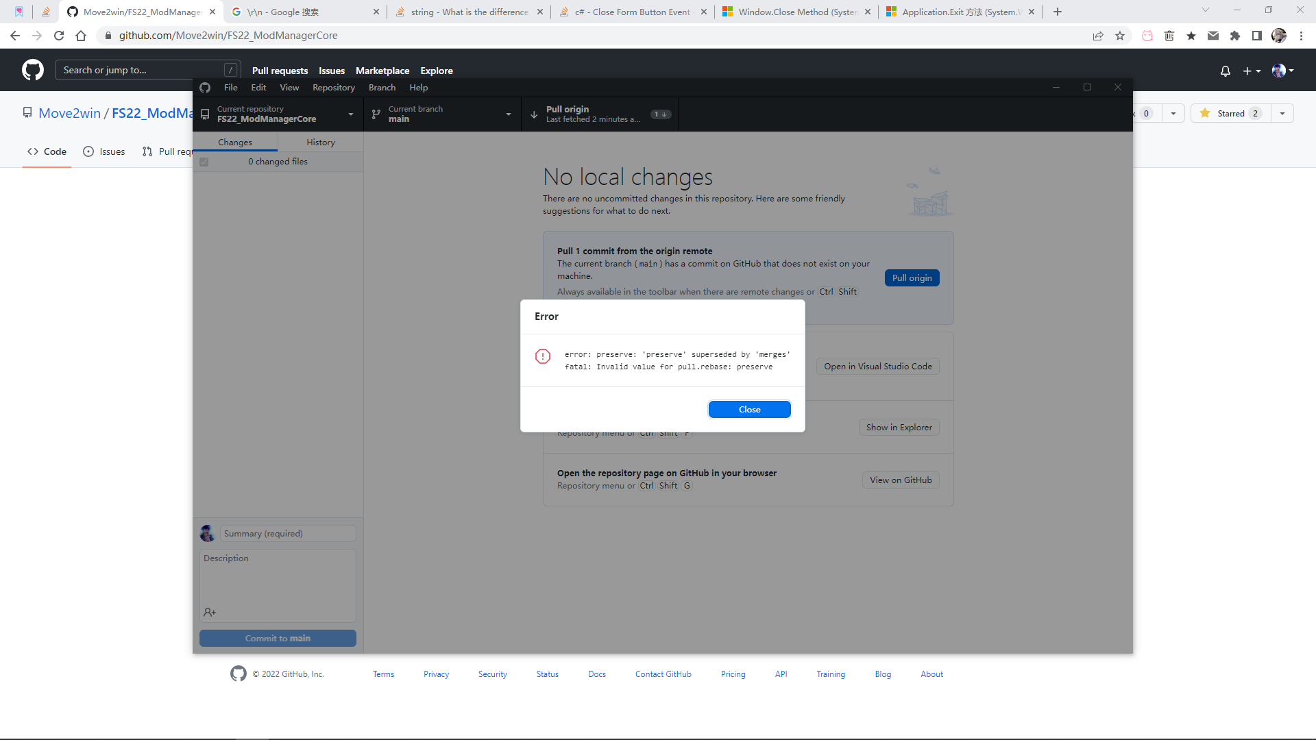 Cannot use "Pull Origin" in Desktop after change made from GitHub web UI · Issue #15301 ...