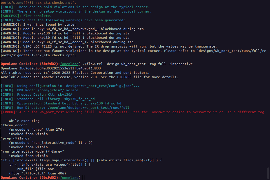 Tool bug for ./flow.tcl -interactive even after running -overwrite · Issue #1894 · The-OpenROAD ...