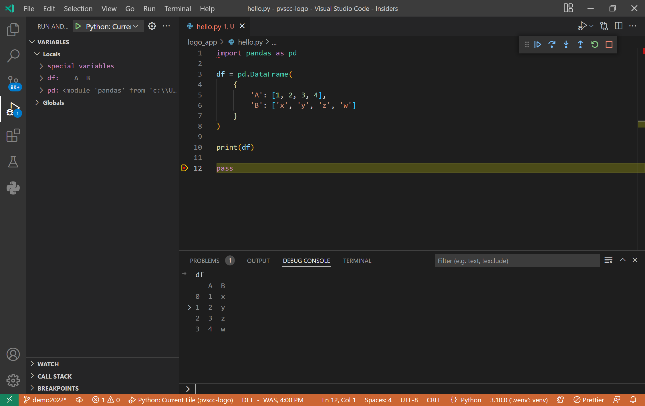 Debug Console Cuts Last Line Of Pandas Dataframe · Issue 145347 · Microsoftvscode · Github