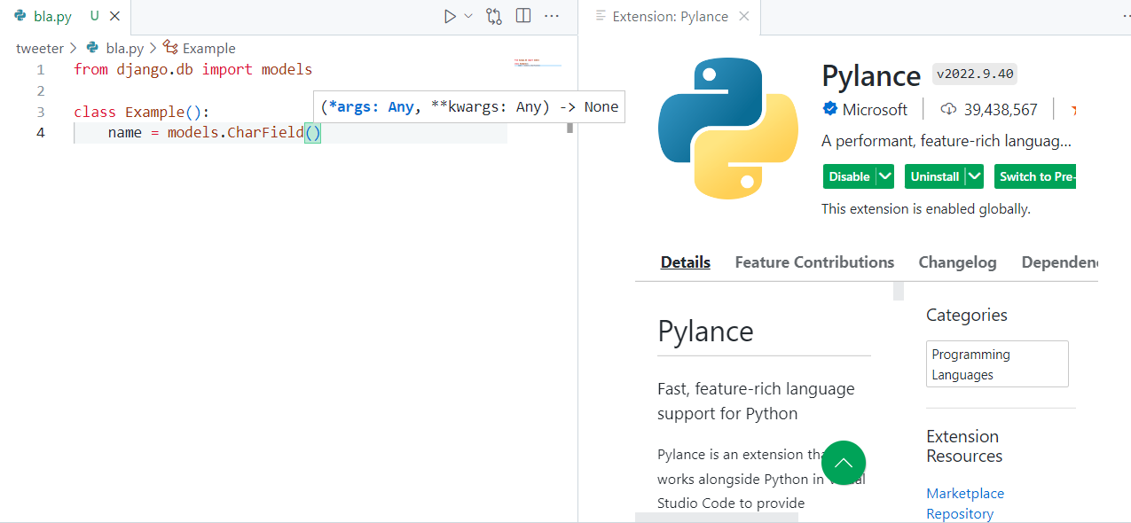 Regression when showing parameter hints for Django models · Issue #3431 · microsoft/pylance ...