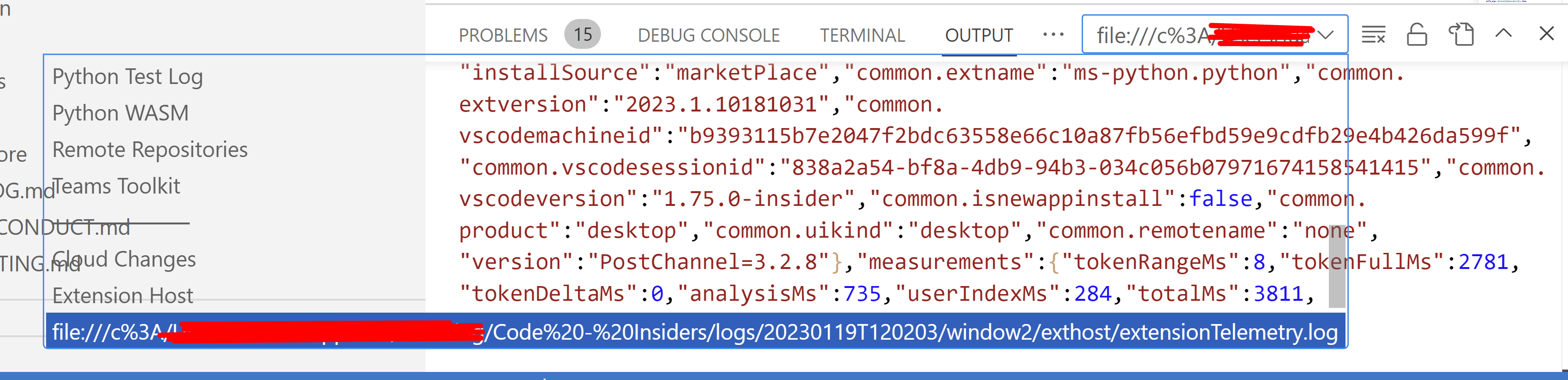 Output Panel issues with Telemetry and Extension Telemetry channels · Issue #171757 · microsoft ...