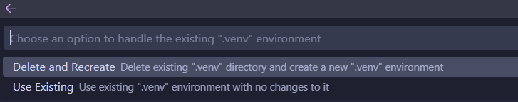 Change order of options in "Create Environment" flow when .venv exists in the workspace · Issue ...