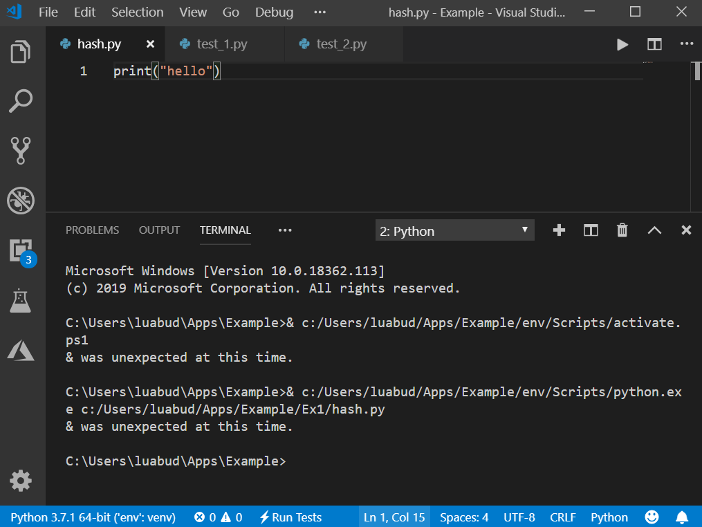 Pressing run Python File In Terminal Doesn t Work Issue 5916 