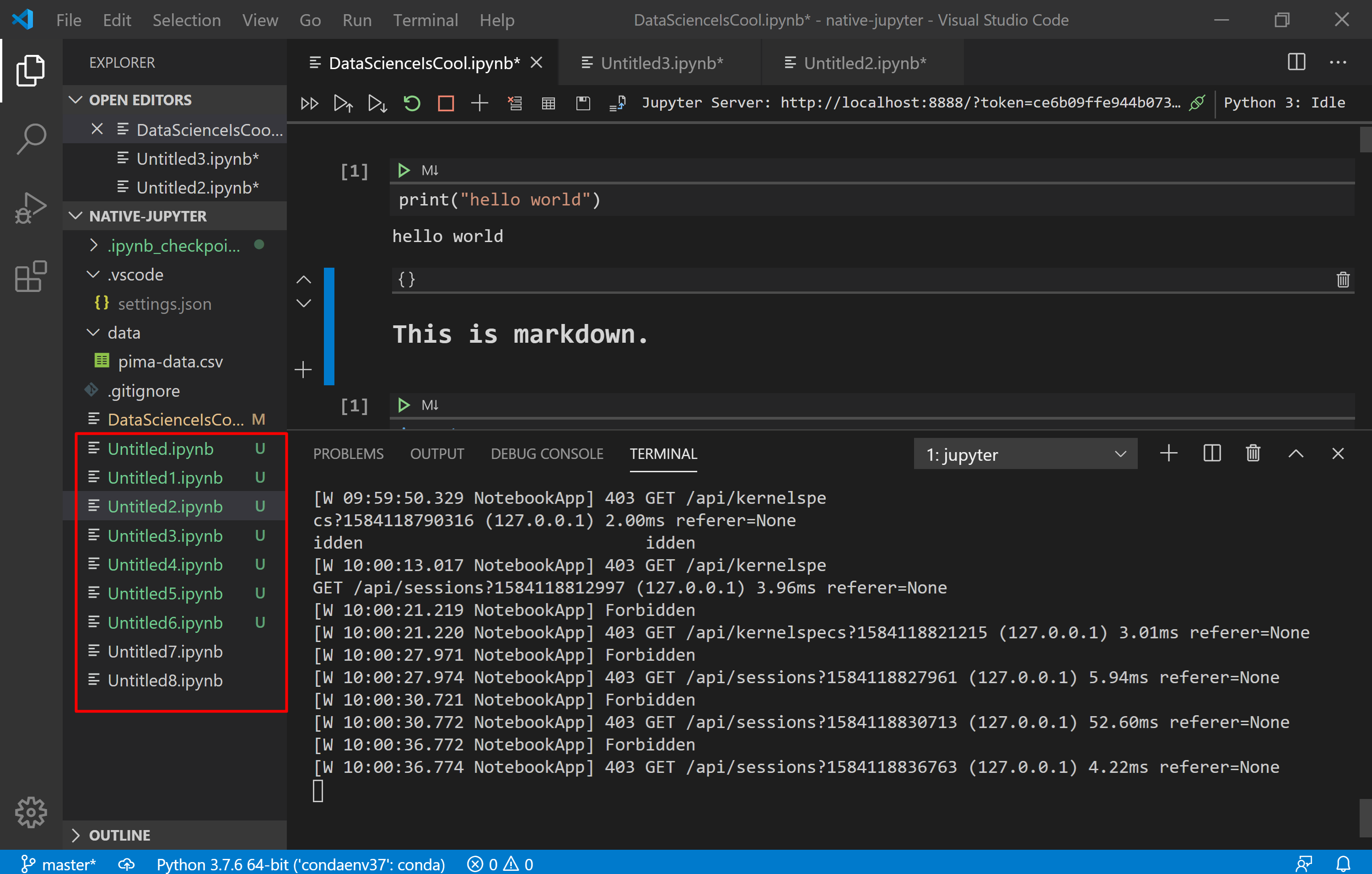 Connecting To An Existing Jupyter Server Running Locally Creates Blank 