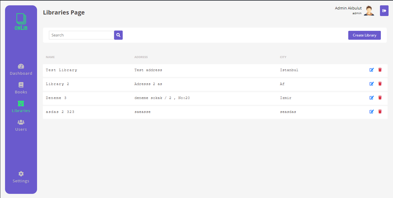 GitHub - akbulutserhat/onlib-admin-panel: Admin - Librarian page of ...
