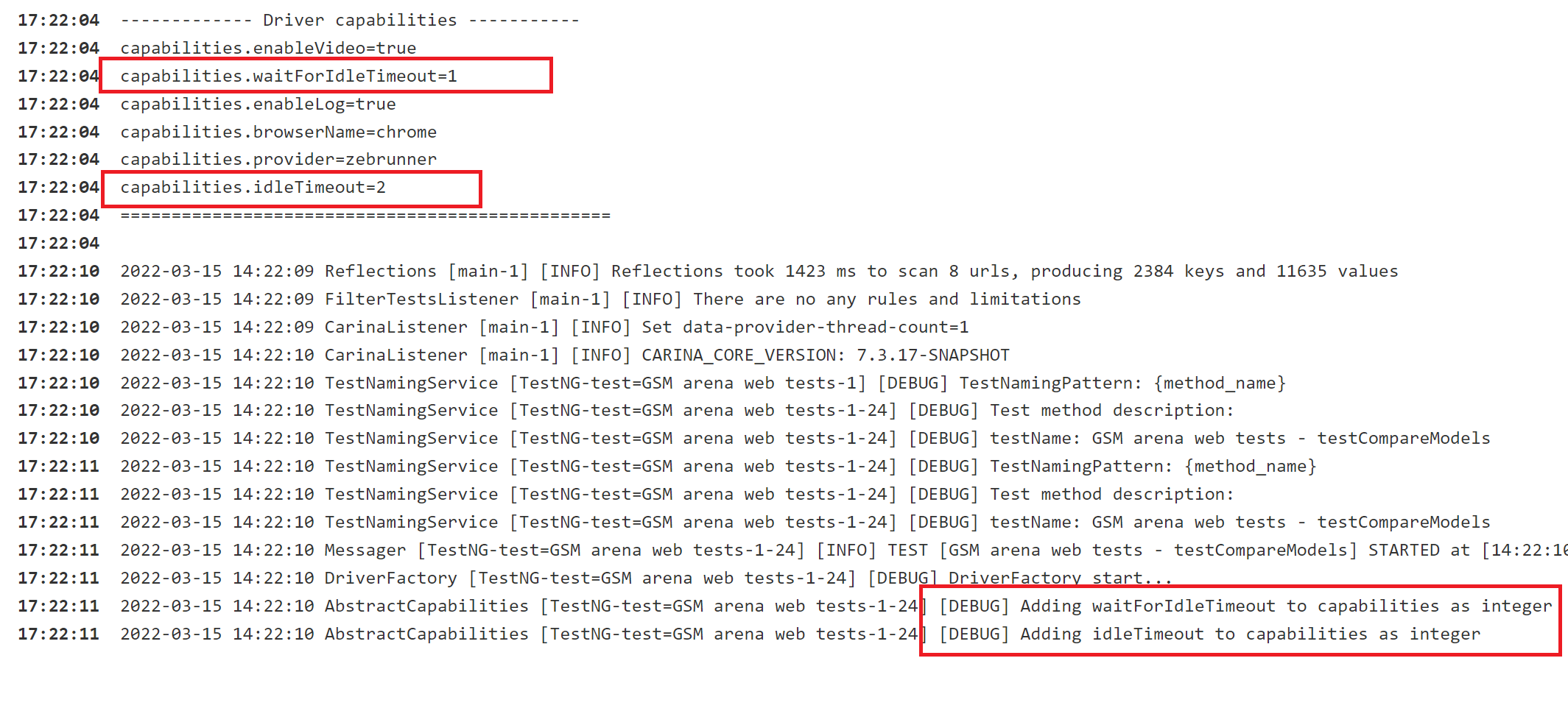 Unable to set waitForIdleTimeout in _config file · Issue #1612 · zebrunner/carina · GitHub
