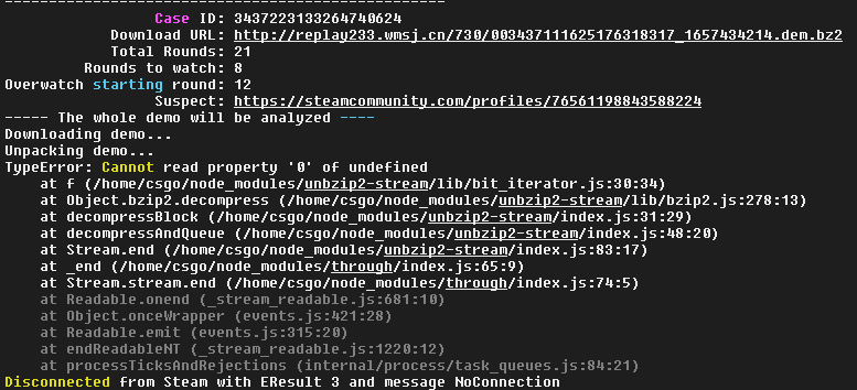 (NoConnection) Thread blocked and Steam disconnecting when unpacking/parsing demo · Issue #139 ...