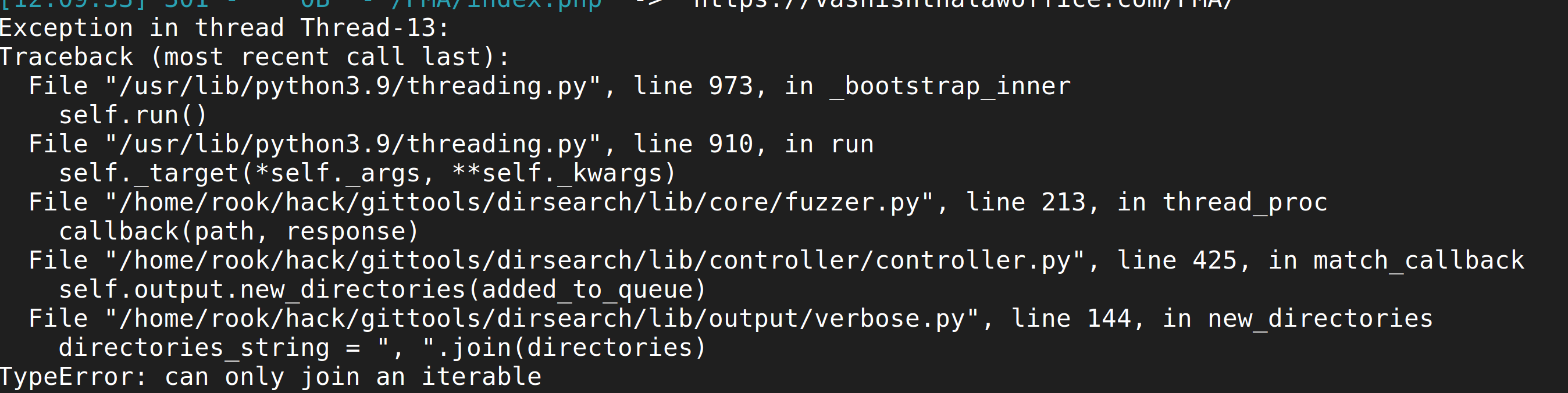 TypeError on Finding redirection · Issue #1067 · maurosoria/dirsearch ...