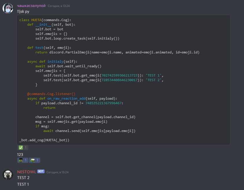 discord.PartialEmoji key is not supported in the dictionary with keys ...