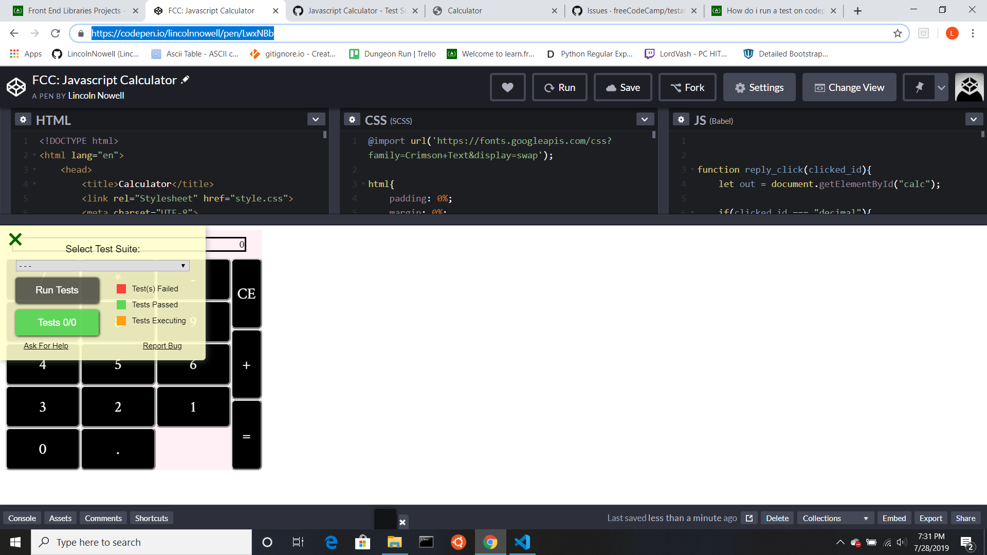Javascript Calculator tests not running · Issue #937 · freeCodeCamp ...