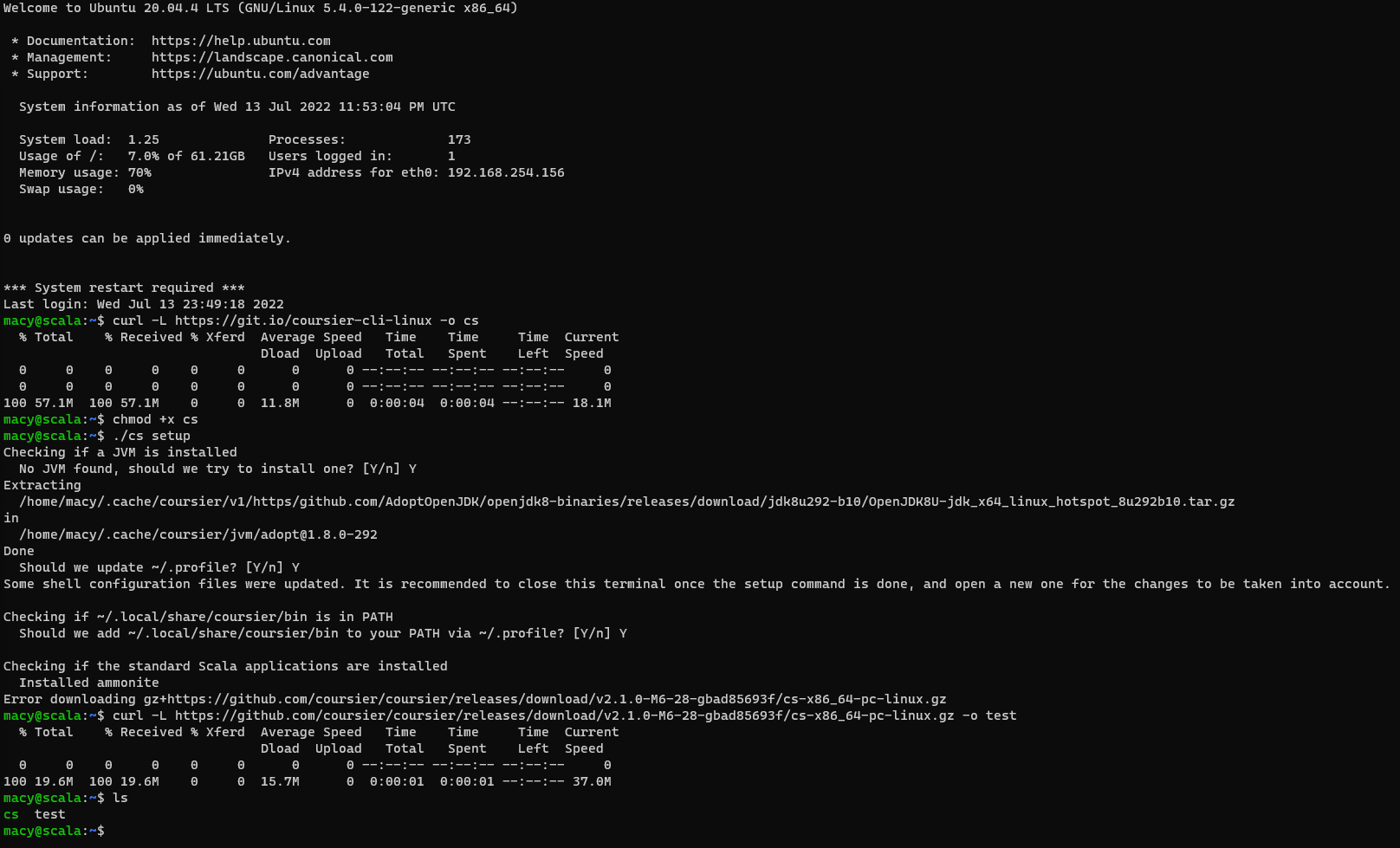 Setup fails to download cs-x86_64-pc-linux.gz · Issue #2477 · coursier ...