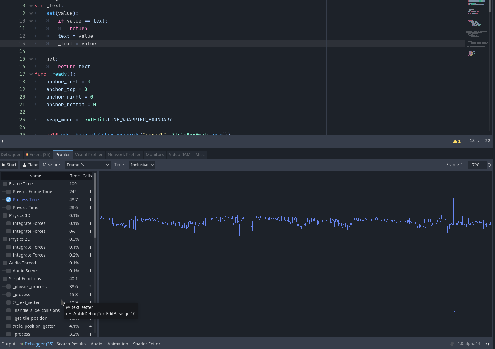 Setting text with long length on `TextEdit` node is unstable (freezes ...