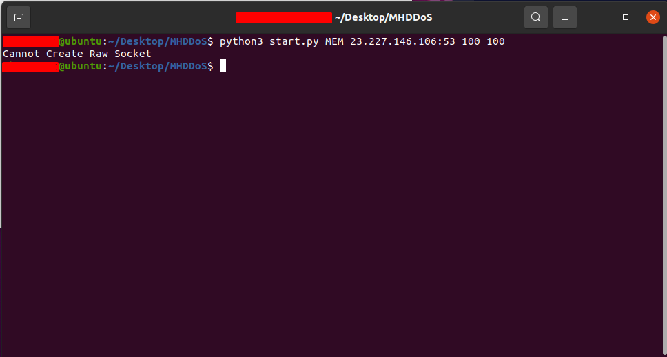 "Cannot Create Raw Socket" How to fix? · Issue #197 · MatrixTM/MHDDoS ...