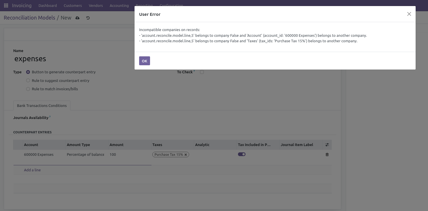 [16.0] Reconciliation Models - Button to generate counterpart entry taxes error. · Issue #578 ...