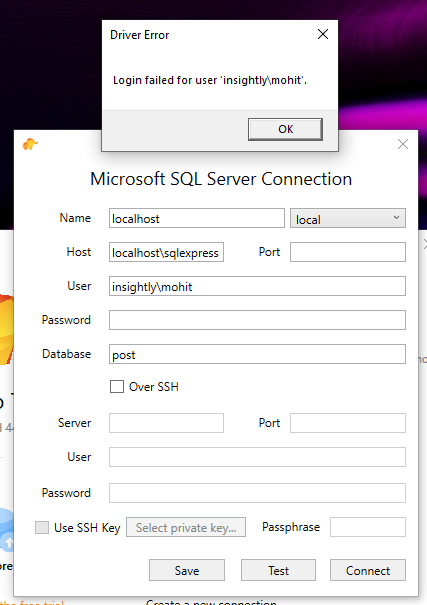 Cannot use windows authentication in MSSQL using windows client ...
