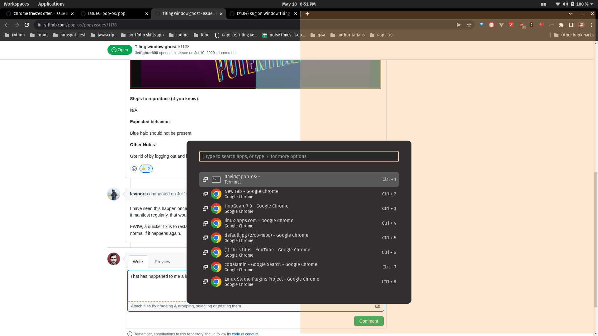 Tiling window ghost · Issue #1138 · pop-os/pop · GitHub