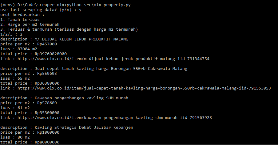 GitHub - renaldybrada/olx-scraper: Cari tanah/rumah subsidi murah