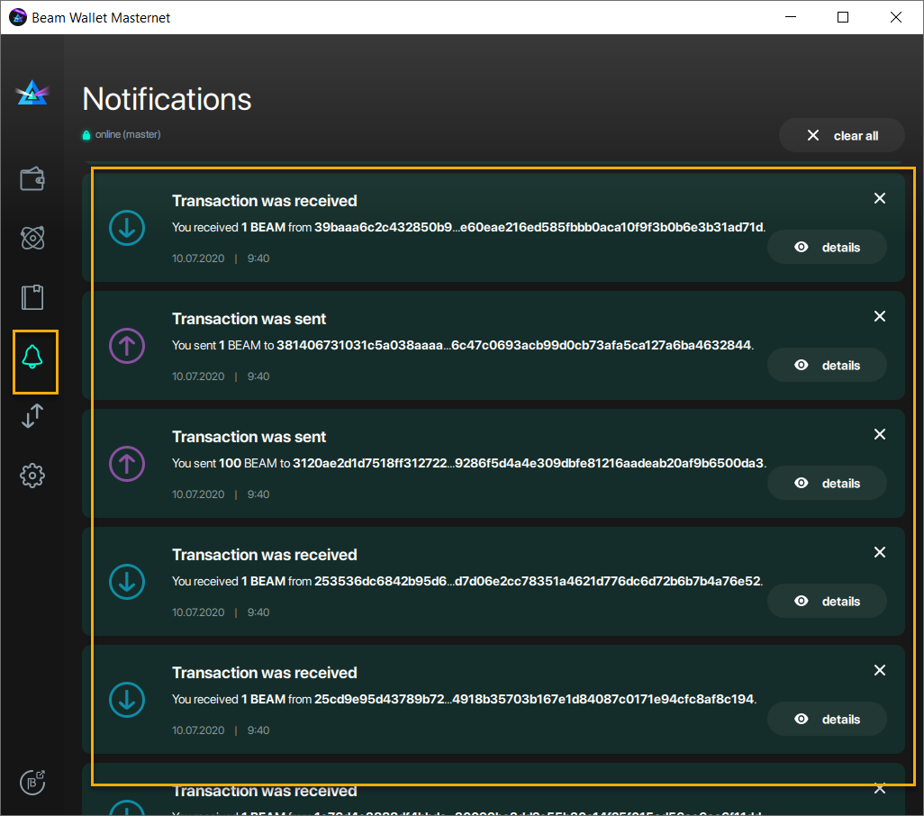 Export\import-notifications are displayed after importing wallet data · Issue #651 · BeamMW/beam ...