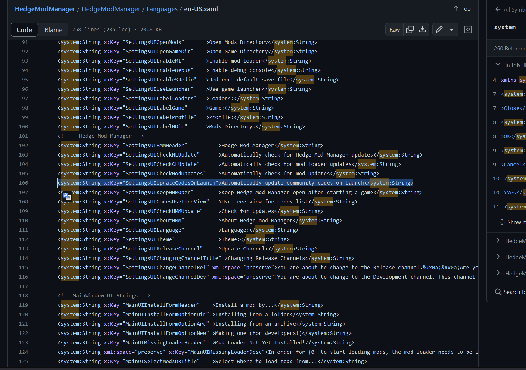 [Bug] Localization Bug: String ID [SettingsUIUpdateCodesOnLaunch] does not change with the ...