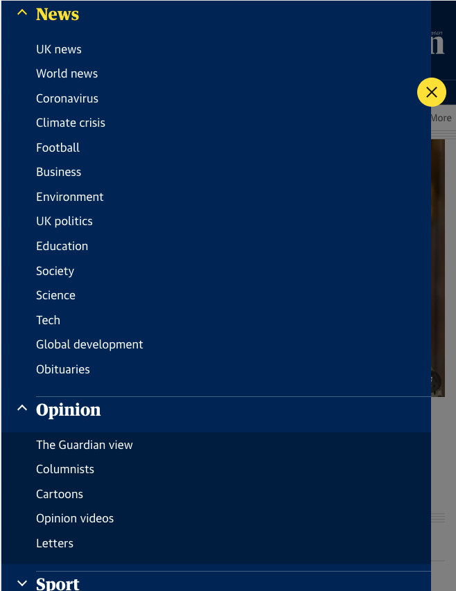 Subnav: update background colour of expanded pillar sections · Issue #4435 · guardian/dotcom ...