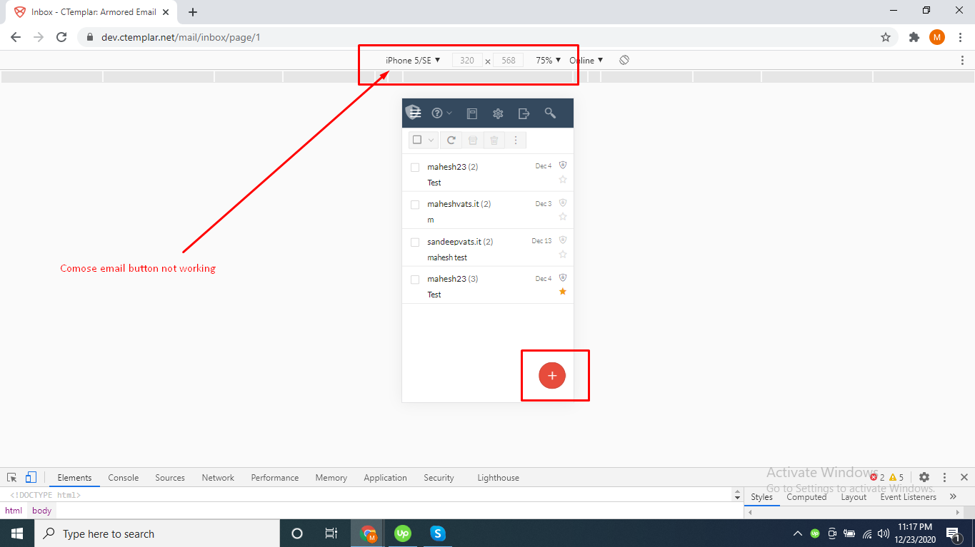 Unable to compose an email on small devices · Issue #919 · CTemplar/webclient · GitHub