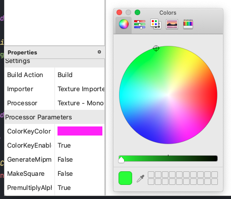 Color picker in pipeline tool on macOS does not set the ColorKeyColor ...