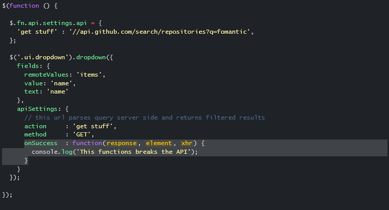 Api Adding `onsuccess` Breaks The Api · Issue 2401 · Fomanticfomantic Ui · Github