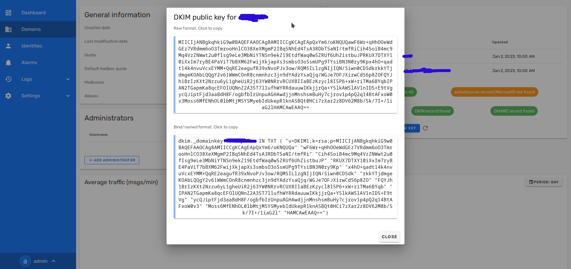 DKIM show key in 2.0.3 does not show the raw key · Issue #2731 · modoboa/modoboa · GitHub
