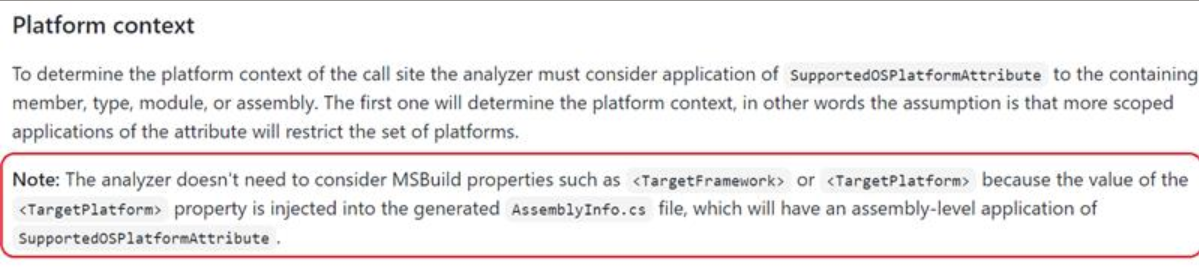 Code quality analysis - GenerateAssemblyInfo causes erroneous CA1416 warnings · Issue #46305 ...