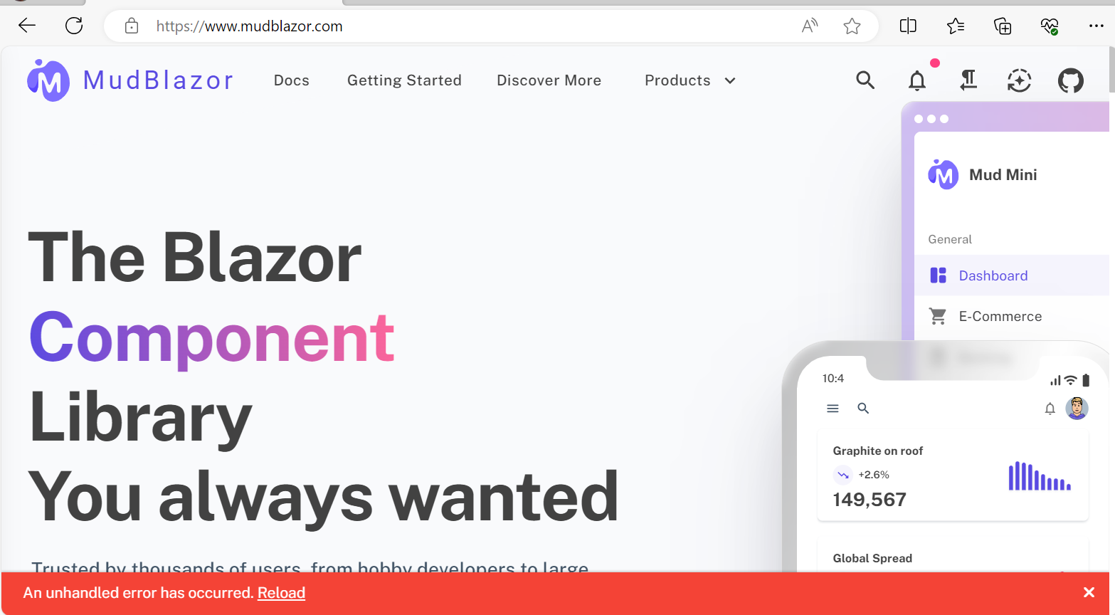 MUDBlazor Site has error on it · Issue #7697 · MudBlazor/MudBlazor · GitHub